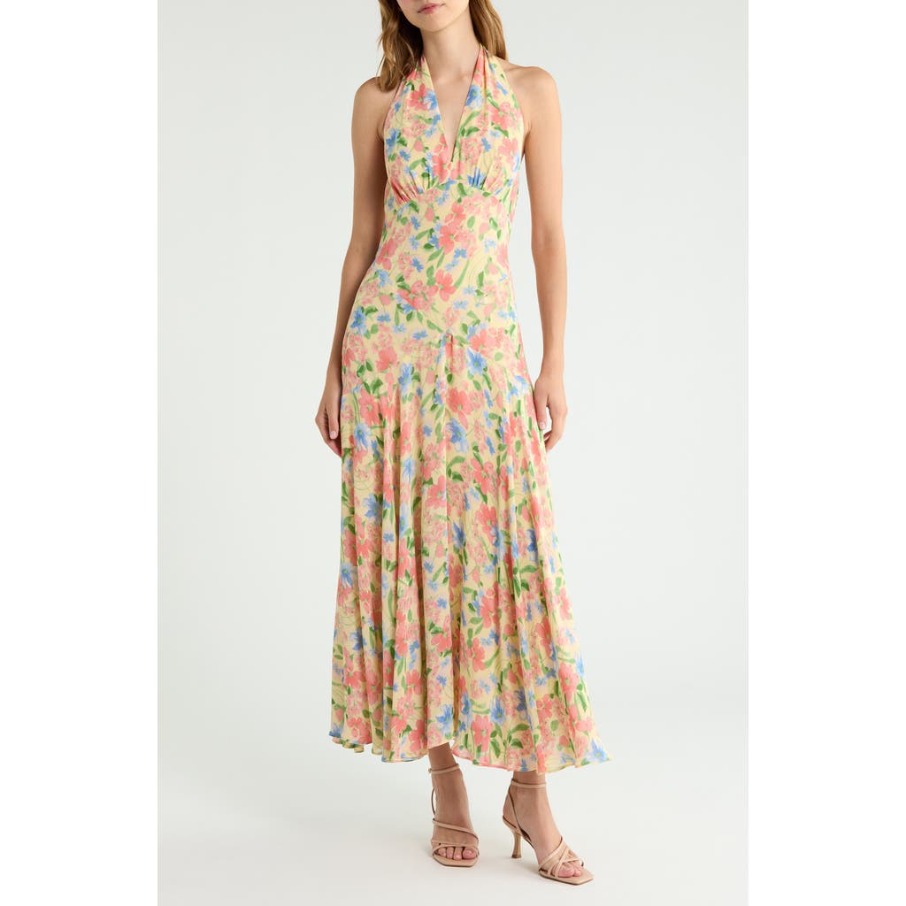 REFORMATION Reformation Briony Floral Halter Neck Maxi Dress